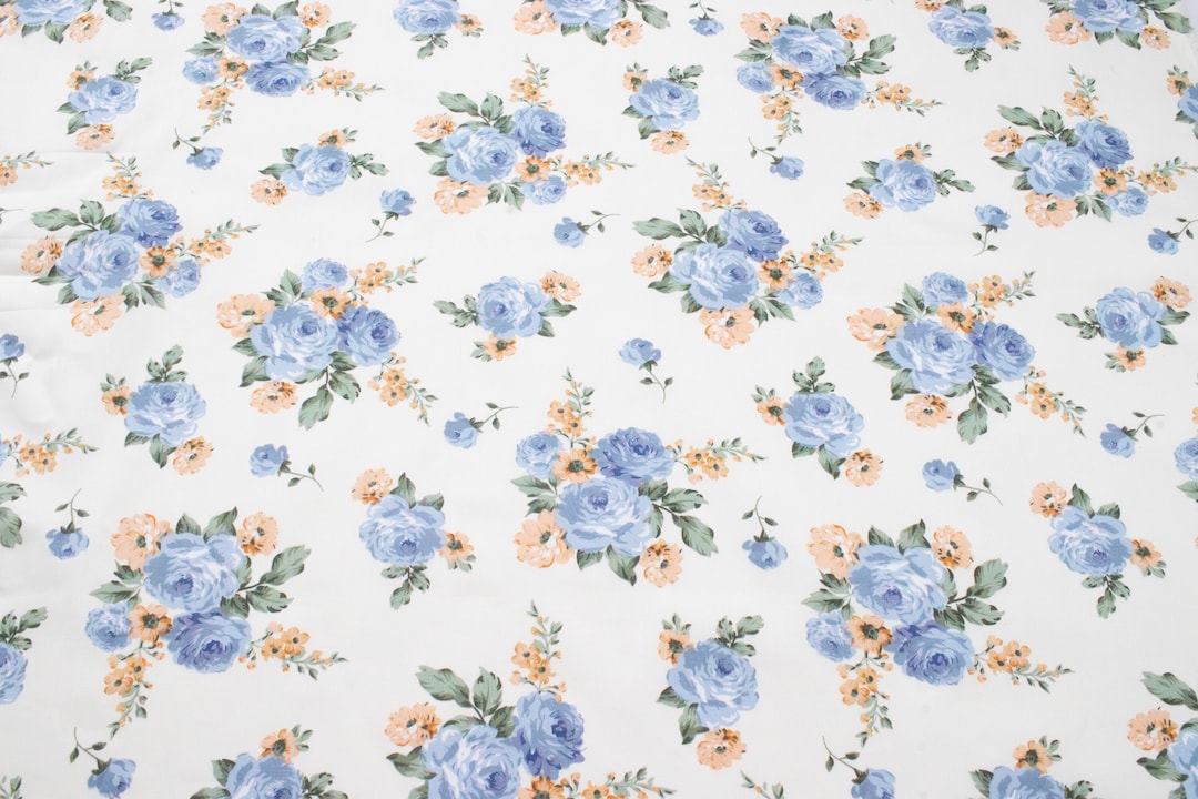 Soft Blue Shabby Chic, Blue Flowers Cotton Fabric, Fabric by the Yard ...