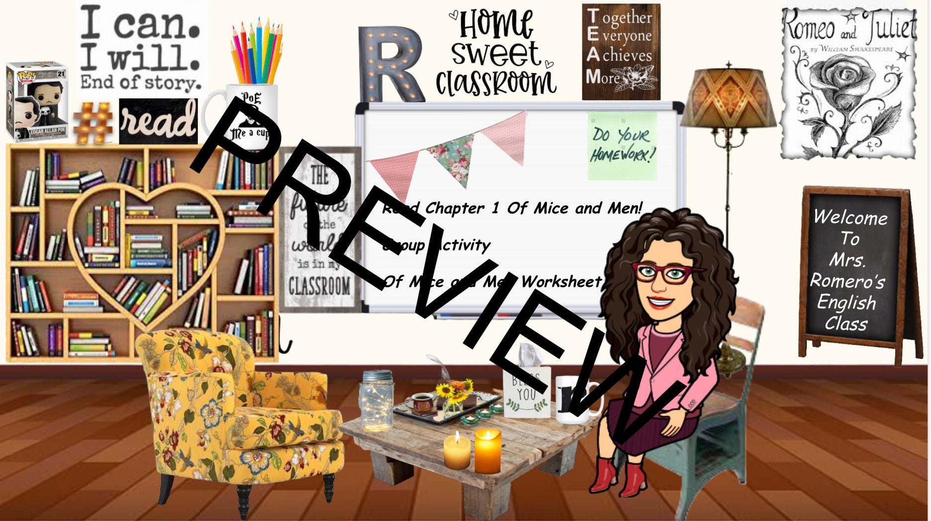 Bitmoji Ready Virtual Classroom Template Ela Etsy