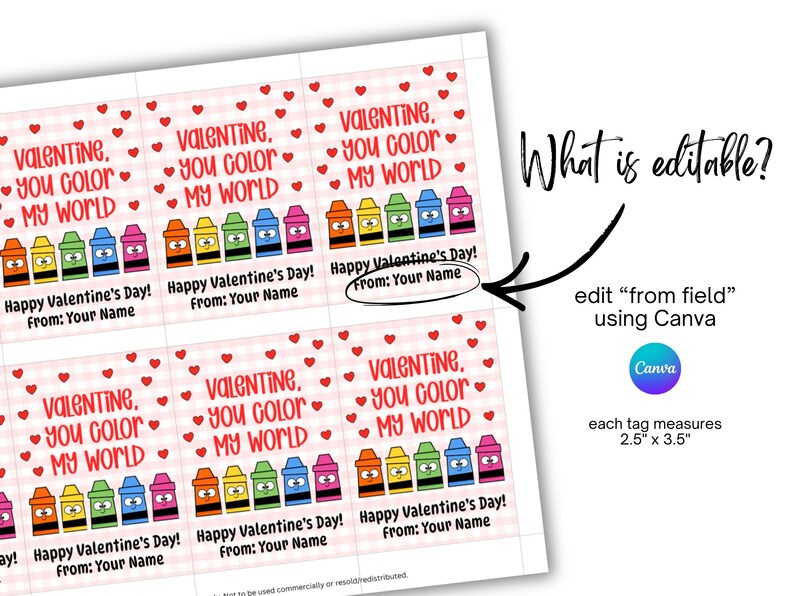 Crayon Valentine Gift Tags | Kids Classroom Valentine's Day Cards ...