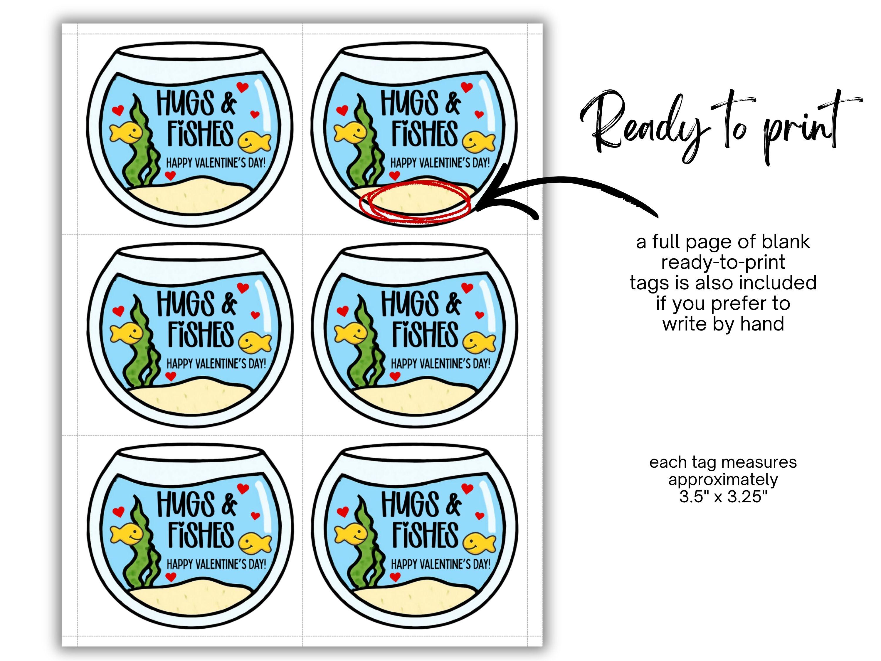 Classroom Goldfish Valentine Gift Tags | Hugs and Fishes | Printable ...