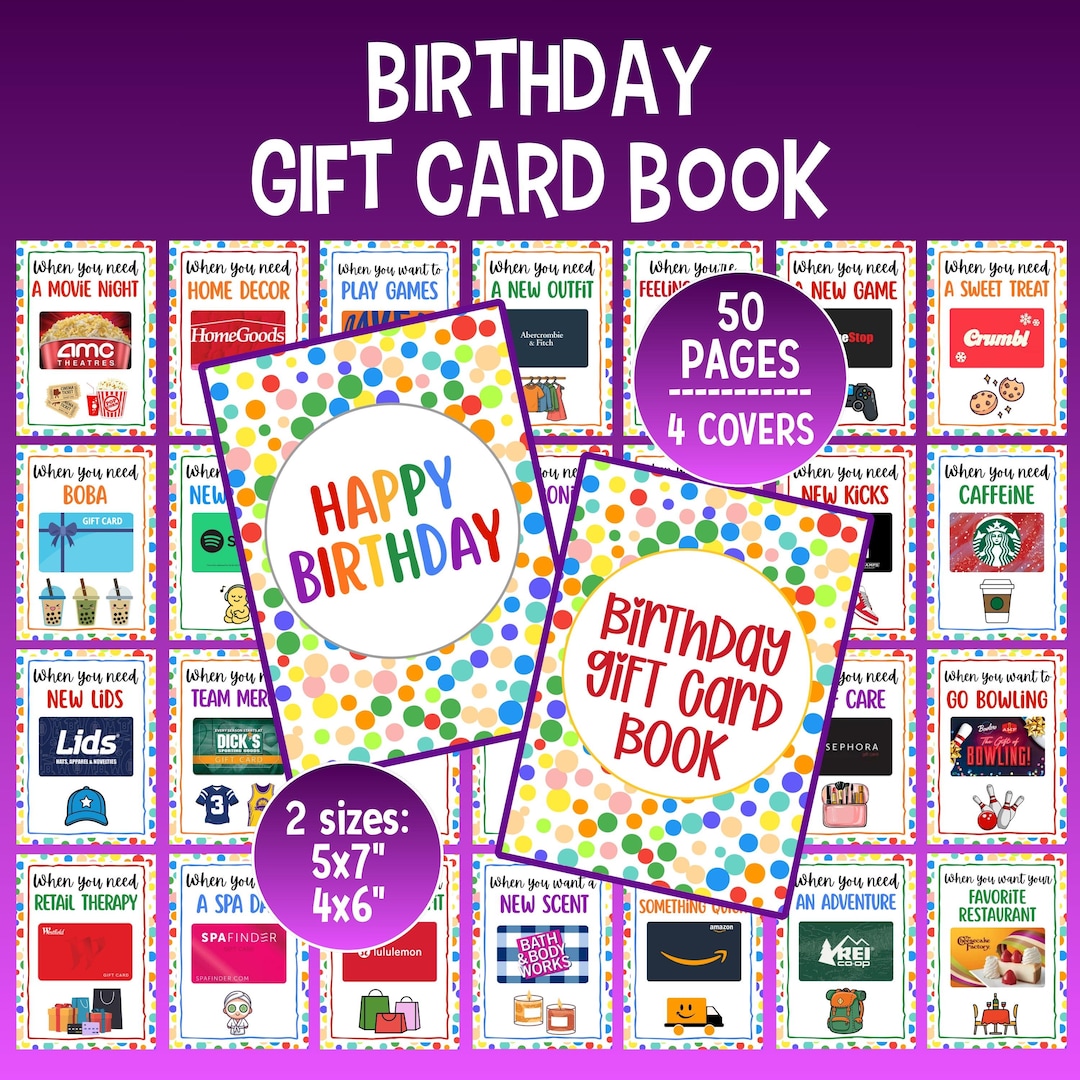 Birthday Gift Card Book | Printable Bday Present Kids Teens Teenagers ...