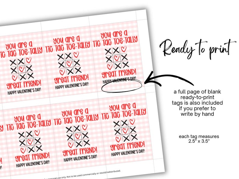 Tic Tac Toe Valentine's Day Cards | Kids Classroom Gift Tags (canva ...