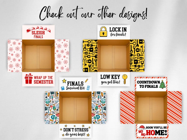 Finals Care Package Printable Gift Tags | Final Exams Countdown Snacks ...