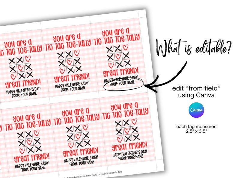 Tic Tac Toe Valentine's Day Cards | Kids Classroom Gift Tags (canva ...