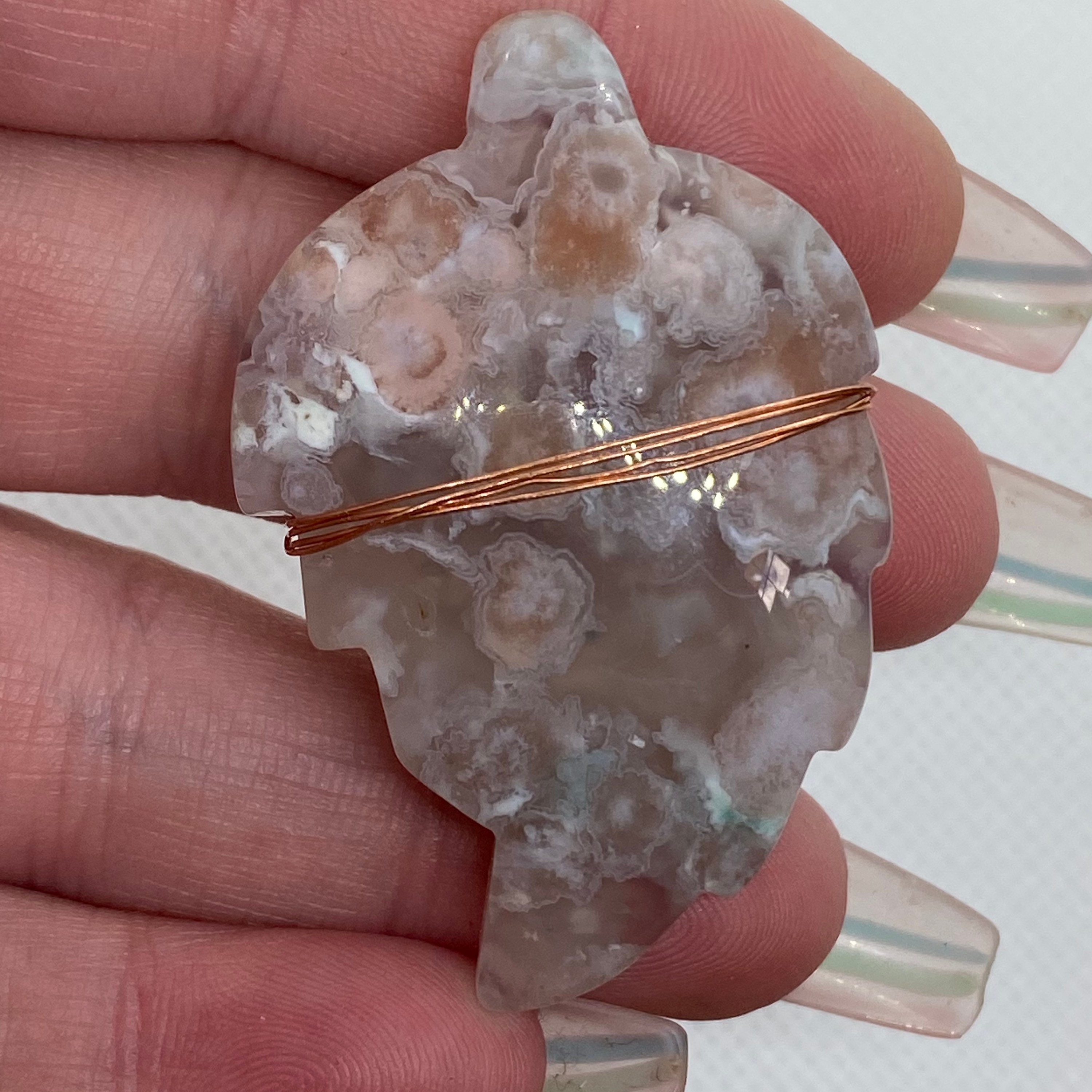 Flower Agate Leaf Wire Wrapped Necklace | Etsy