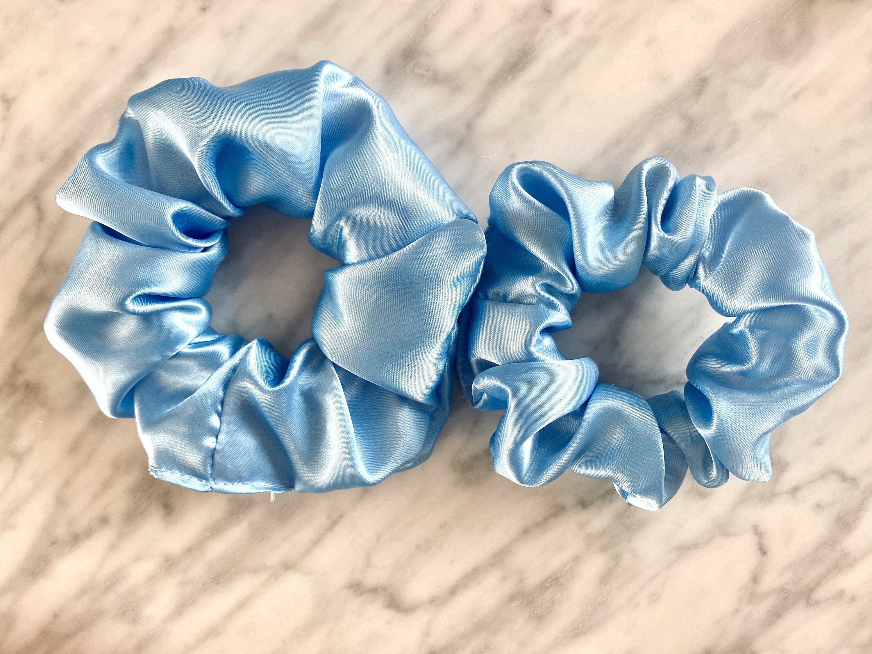 Sky BLUE SATIN SCRUNCHIE / Baby Blue 2 Size Options free Uk | Etsy