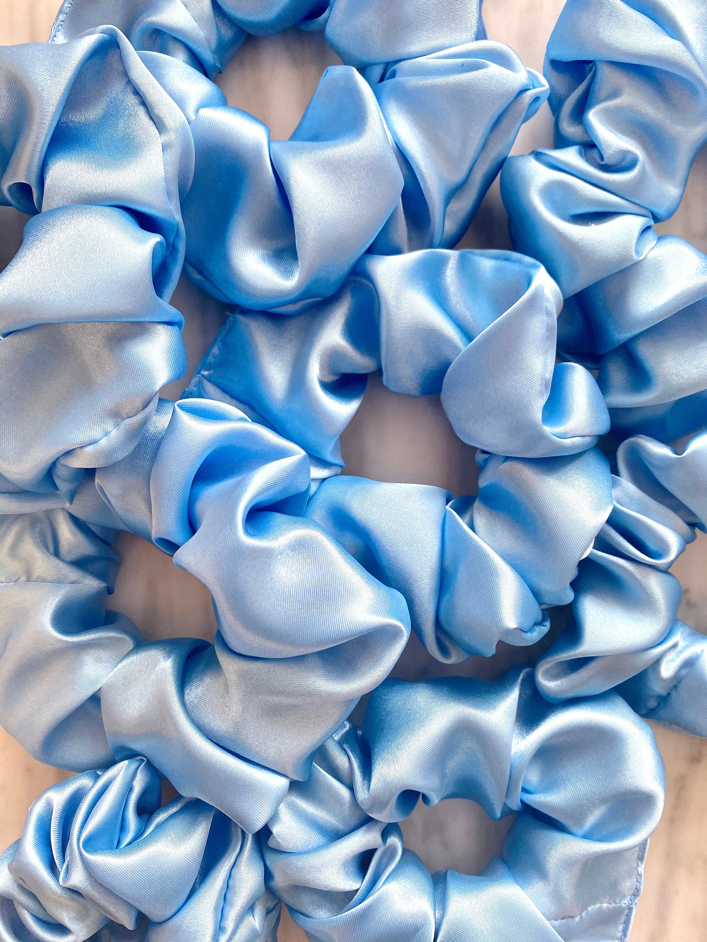 Sky BLUE SATIN SCRUNCHIE / Baby Blue 2 Size Options free Uk | Etsy