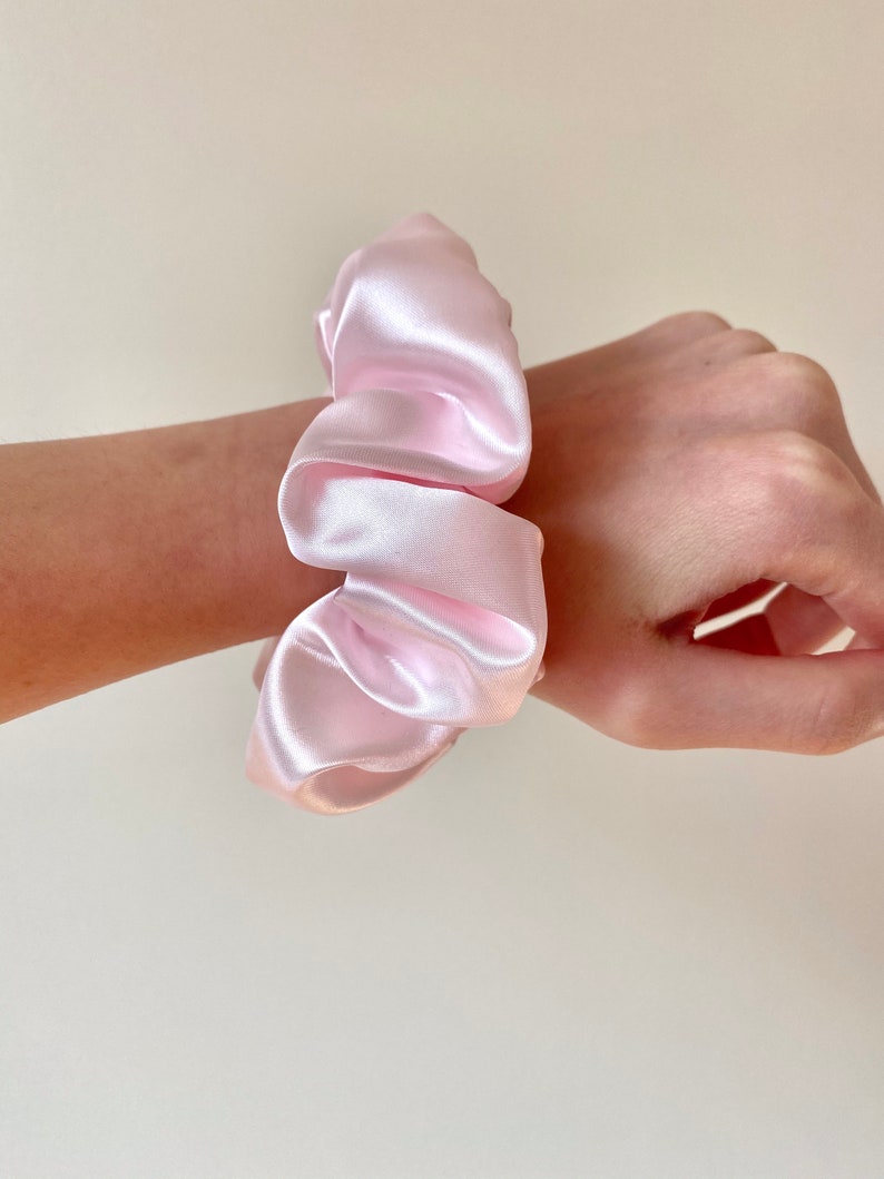 Pastel Baby PINK SATIN Scrunchie - 2 Sizes (free Uk Delivery When ...