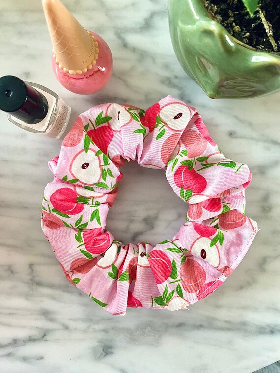 PEACH Fruit Print SCRUNCHIE Fun Funky Cute scrunchies | Etsy