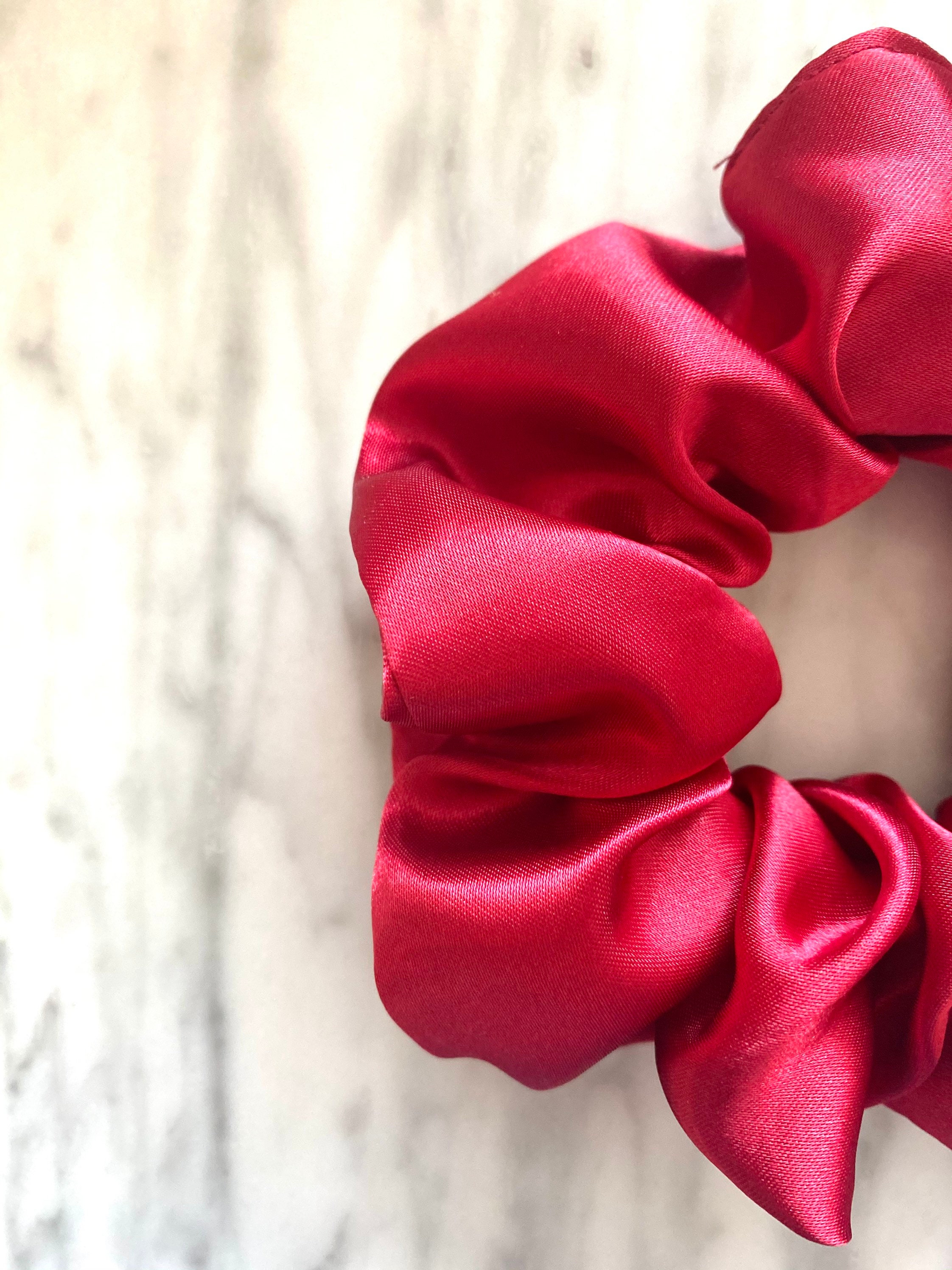 Festive RED SATIN SCRUNCHIE 2 Sizes free Uk Delivery When | Etsy UK