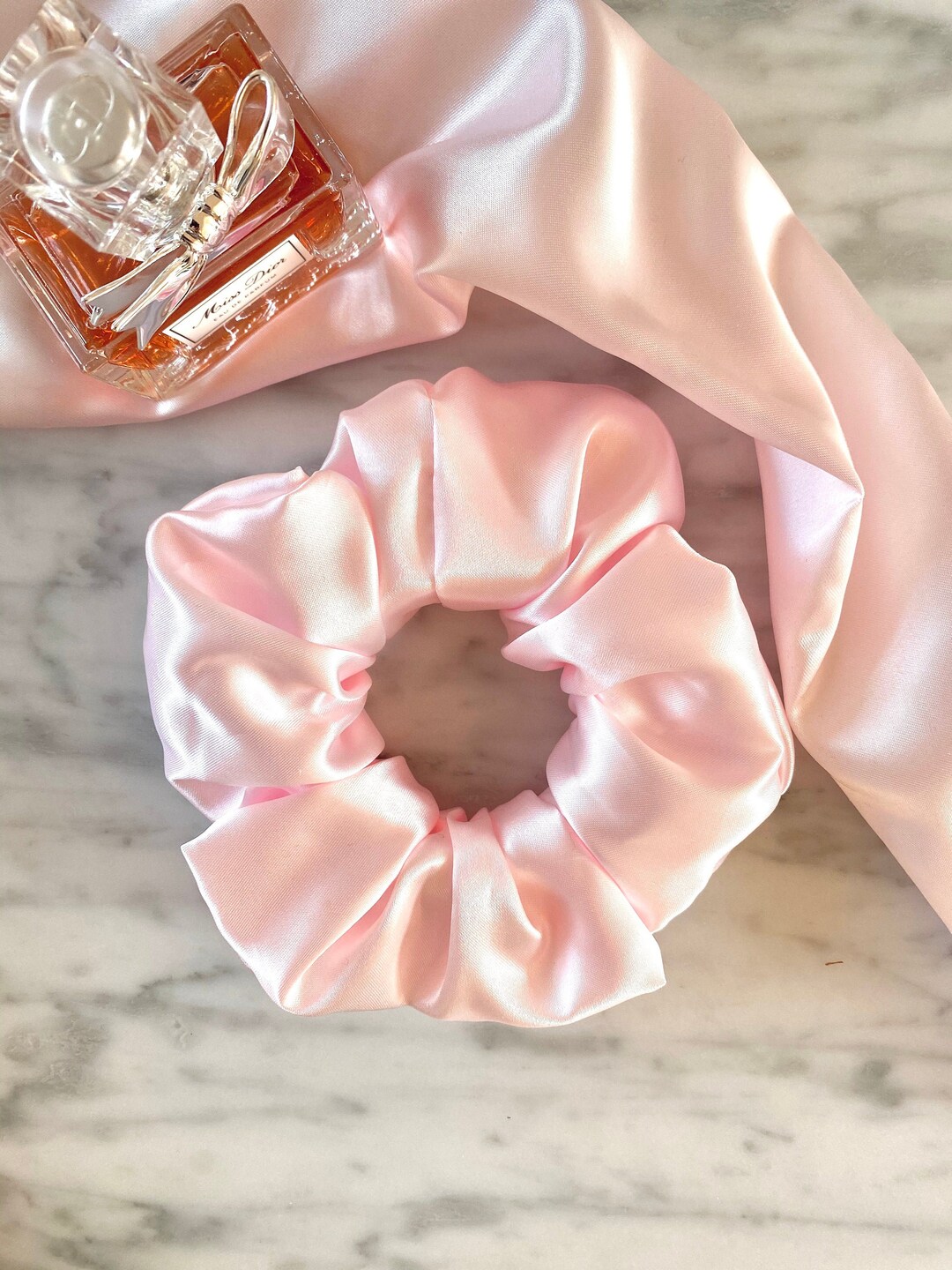 Pastel Baby PINK SATIN Scrunchie - 2 Sizes (free Uk Delivery When ...