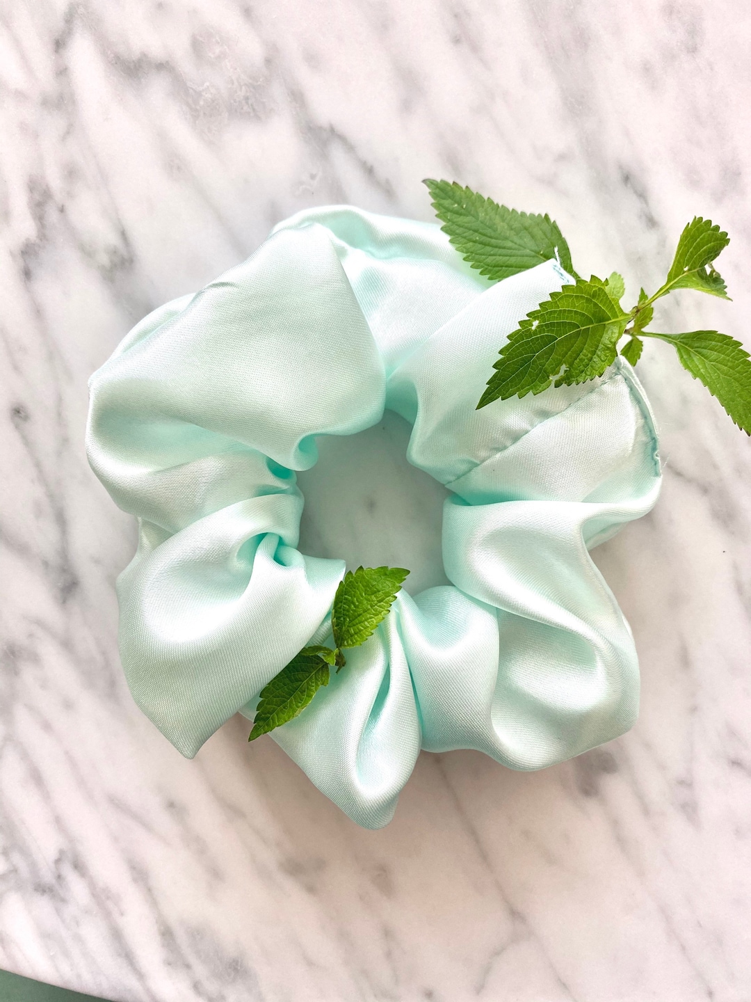 MINT GREEN SATIN Scrunchie - 2 Sizes (free Uk Delivery When Purchasing ...