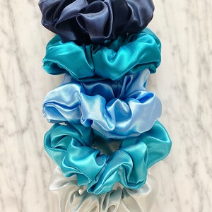 Sky BLUE SATIN SCRUNCHIE / Baby Blue - 2 Size Options (free Uk Delivery ...