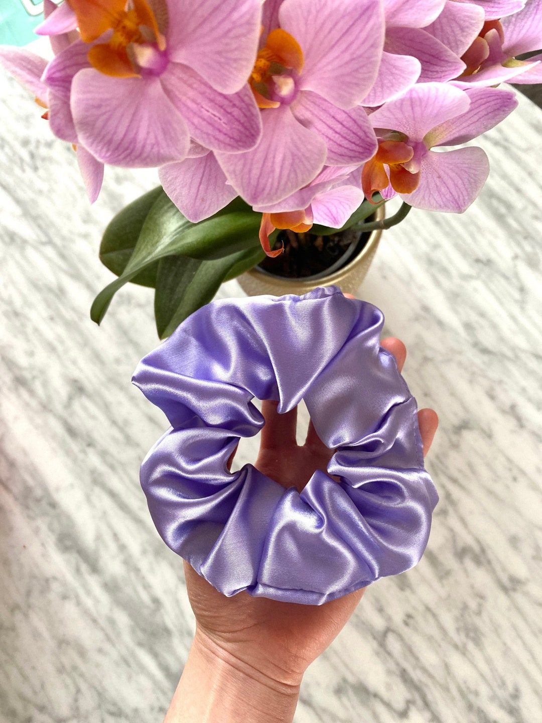 LILAC Purple SATIN SCRUNCHIE - 2 Sizes - Lavender/baby Purple (free Uk ...