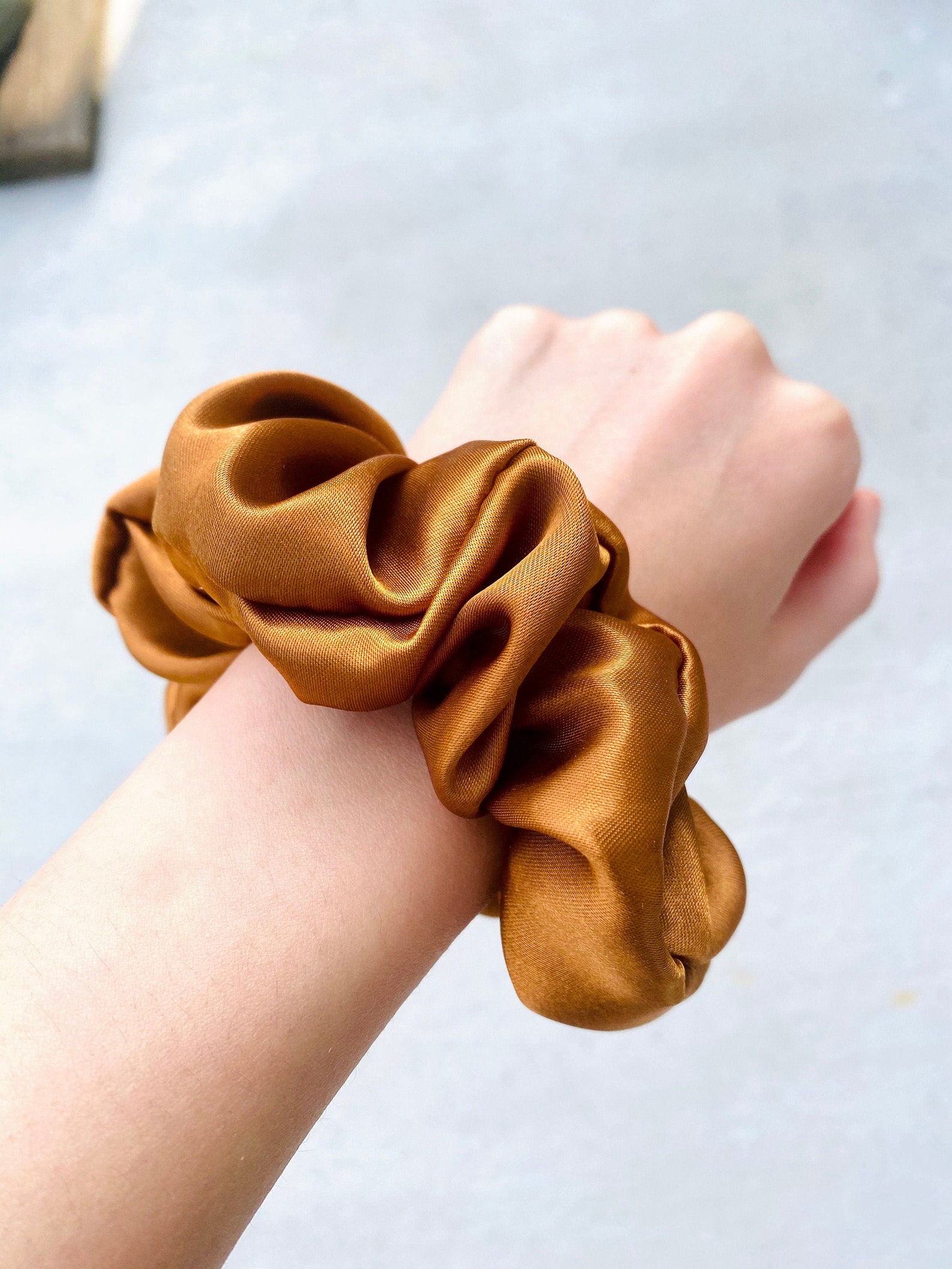 BROWN Copper SATIN SCRUNCHIE 2 Sizes free Uk Delivery When - Etsy