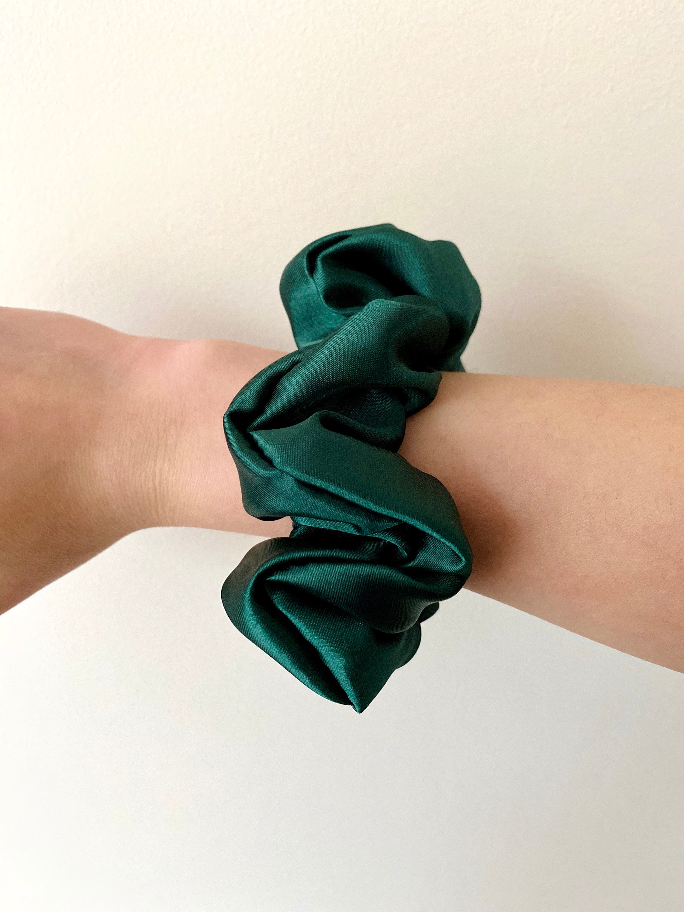 EMERALD Green SATIN SCRUNCHIE 2 Sizes free Uk Delivery When | Etsy UK
