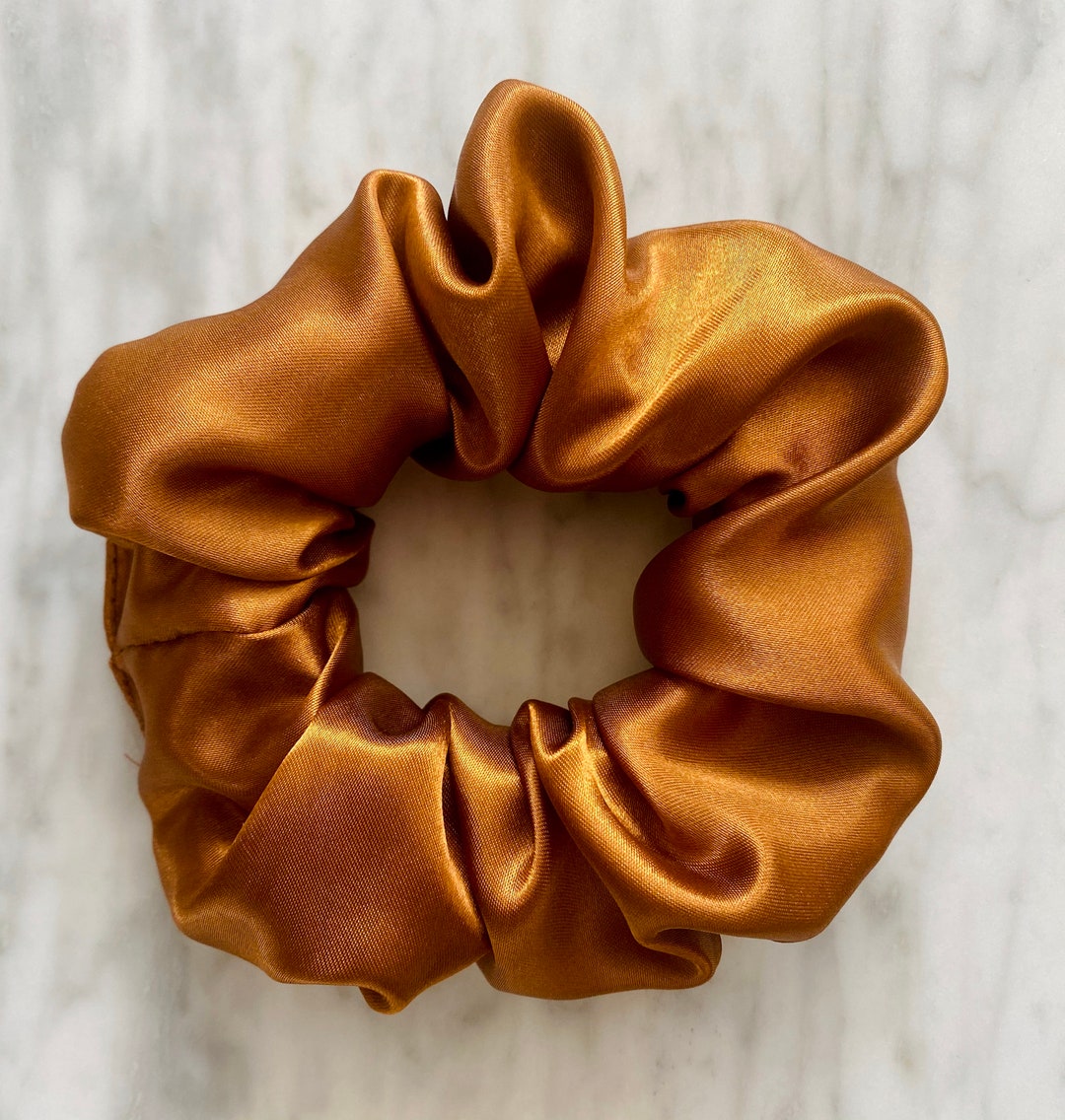 BROWN Copper SATIN SCRUNCHIE - 2 Sizes (free Uk Delivery When ...