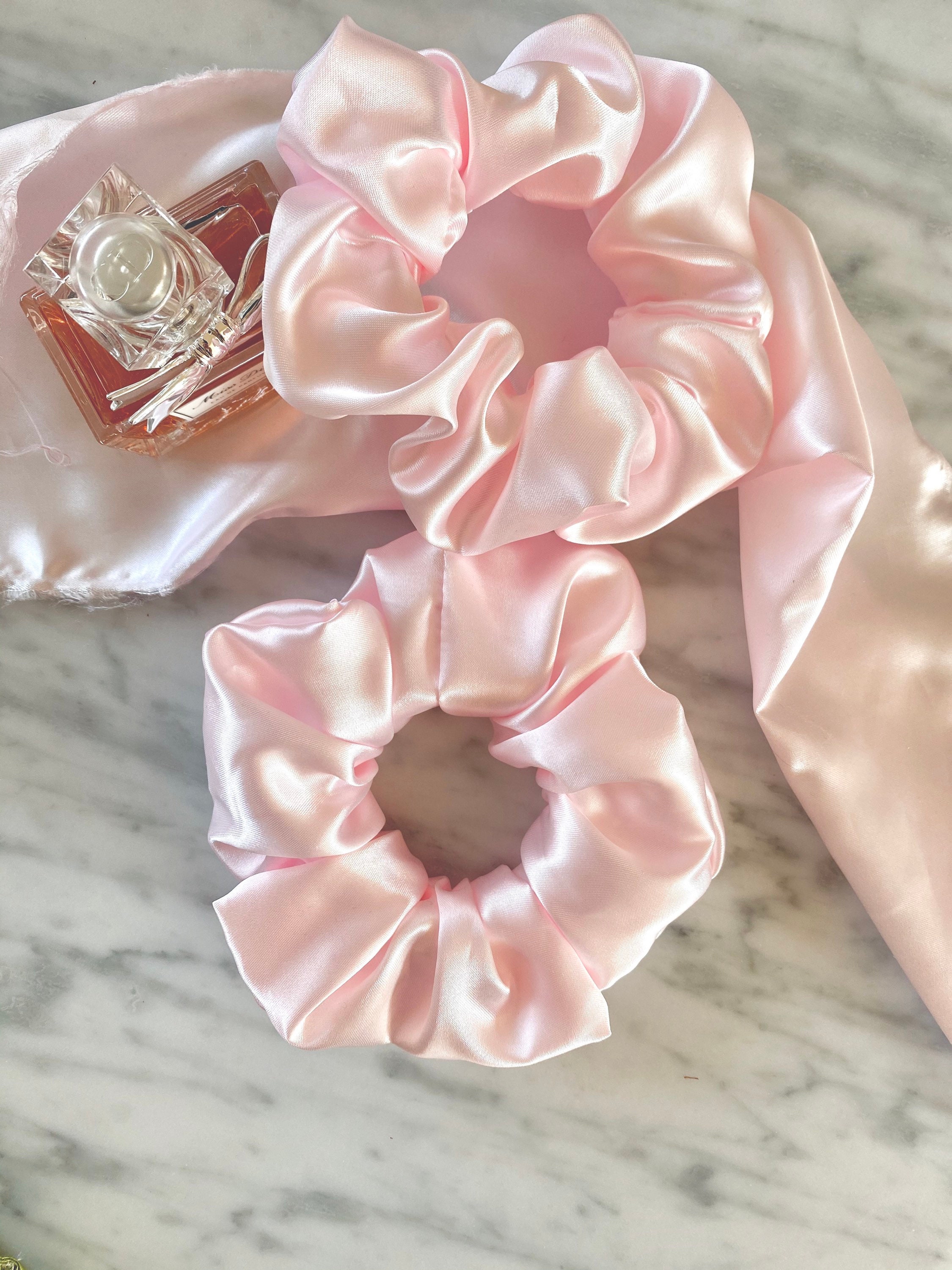 Pastel Baby PINK SATIN Scrunchie - 2 Sizes (free Uk Delivery When ...