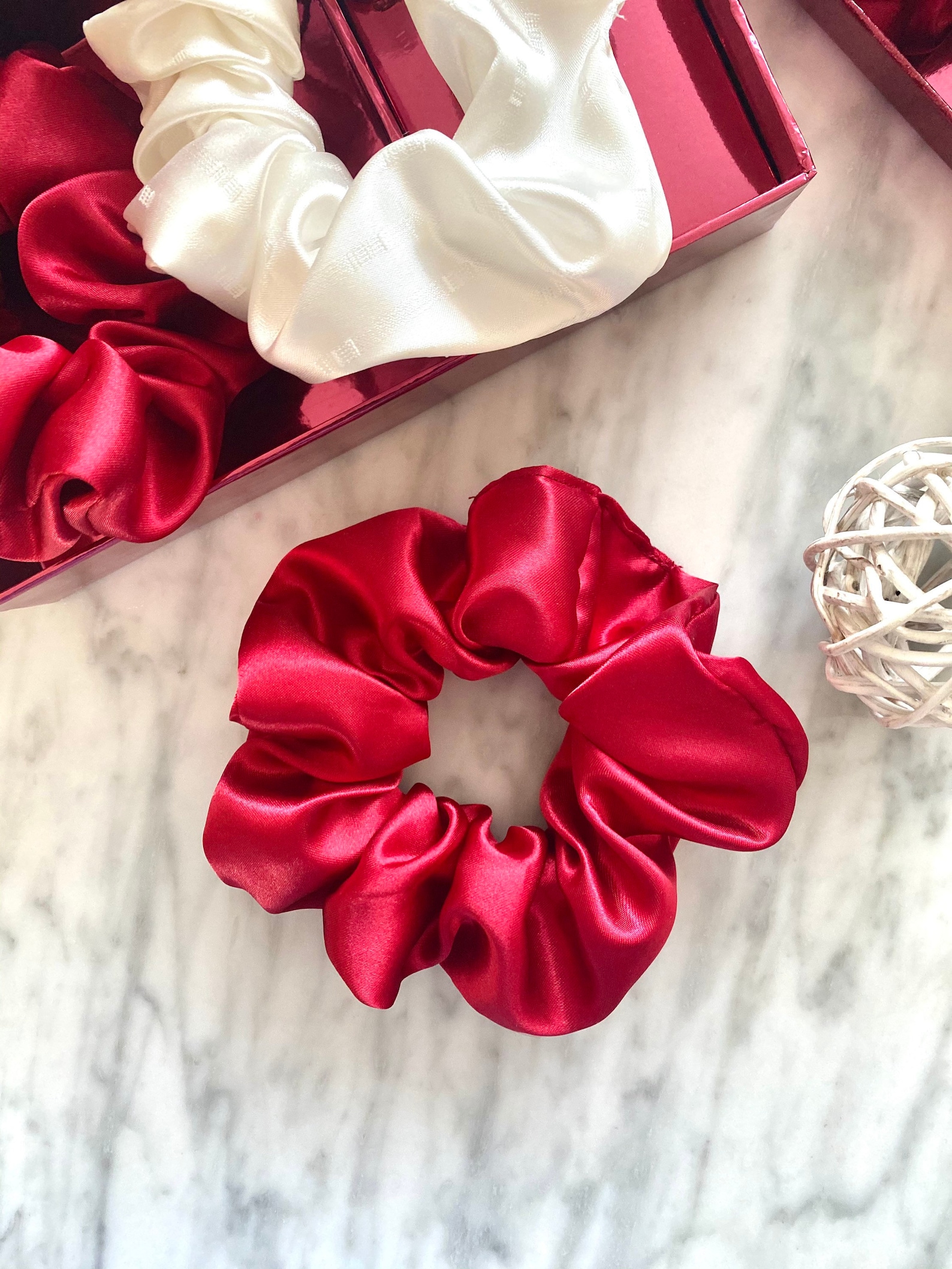 Festive RED SATIN SCRUNCHIE 2 Sizes free Uk Delivery When | Etsy UK