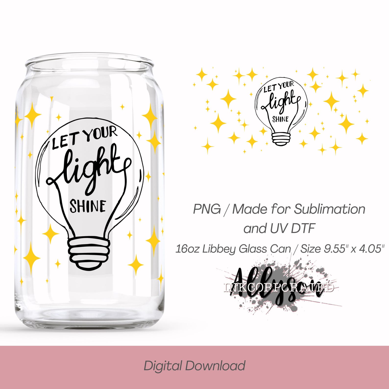 Let Your Light Shine Cup Wrap - 16oz Libbey Glass Cup - Etsy