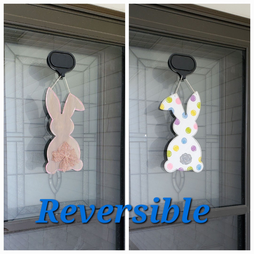 Bunny Door Sign, Spring Door Hanger, Reversible Spring Bunny - Etsy
