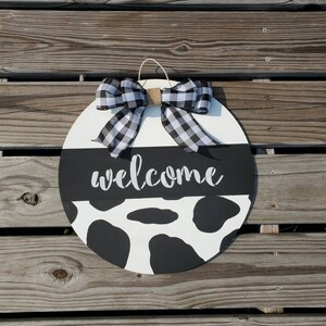 15 Cow Print Welcome Sign Cow Door Hanger Farm Door - Etsy