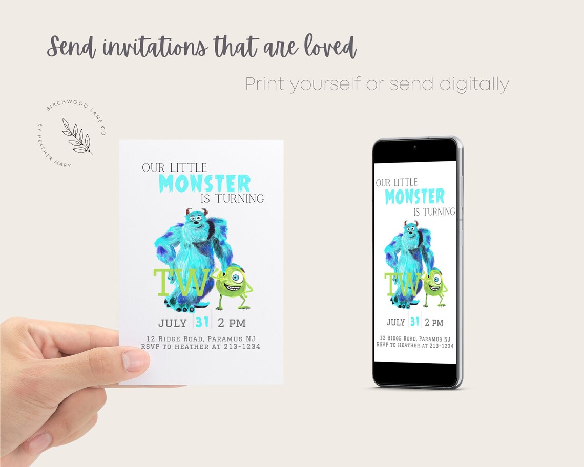 Monsters Inc Birthday Party Invitation Monster Party Invitation Scare Invite Editable