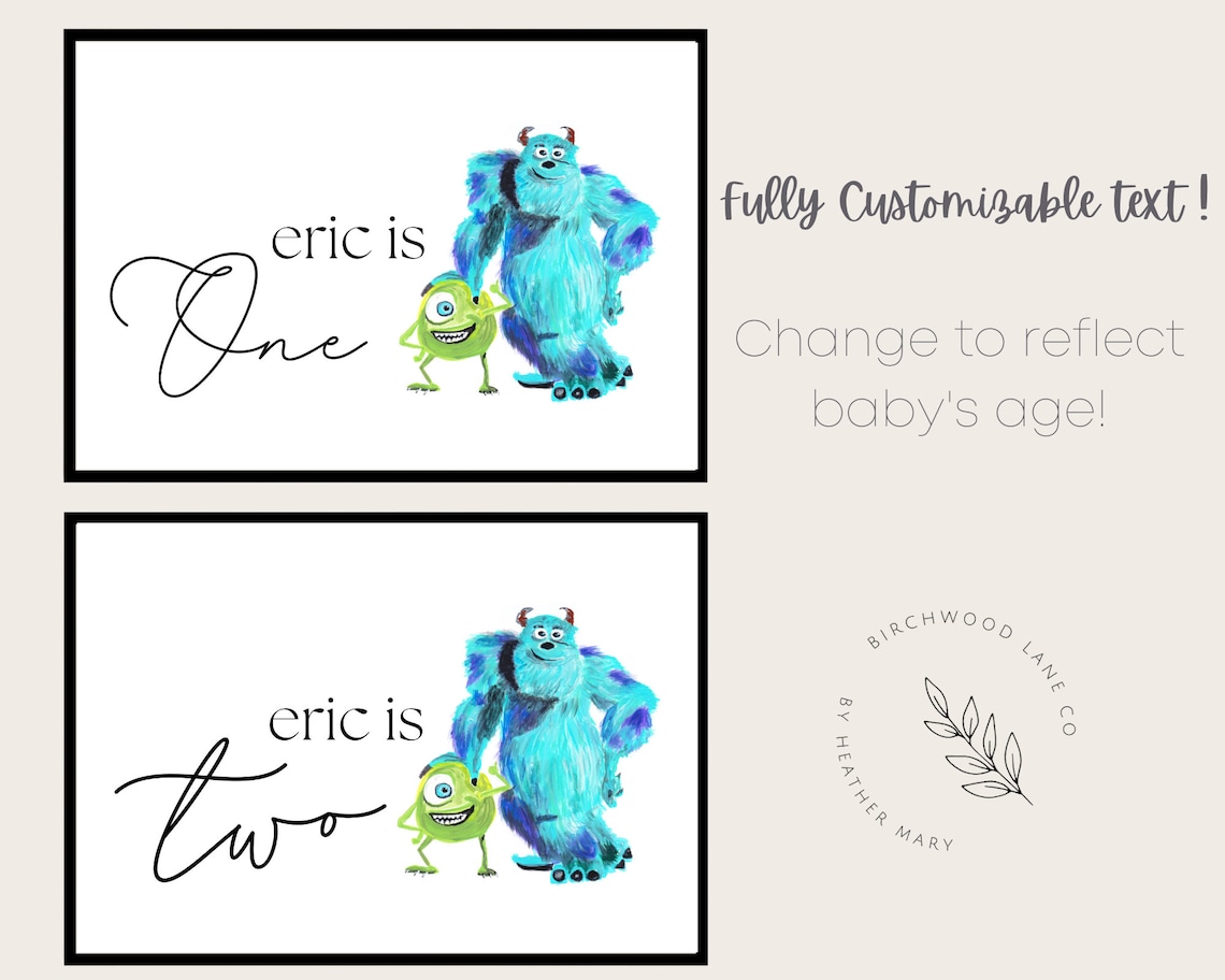 Monsters Inc Birthday Sign, Monster Birthday Sign, Monsters Inc Party ...