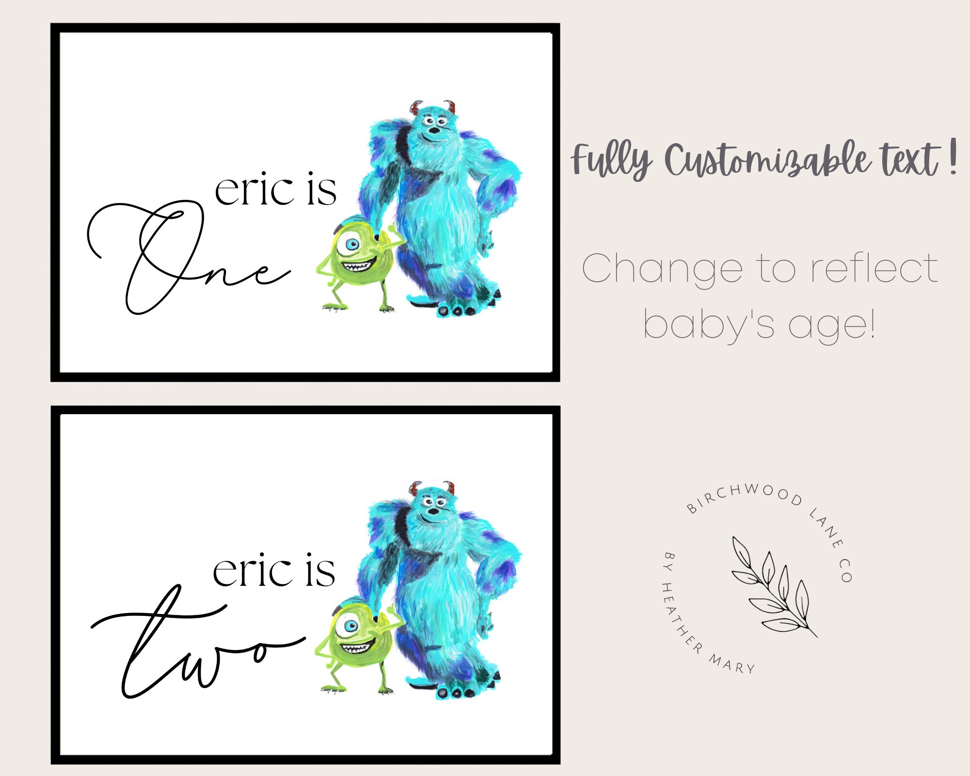 Monsters Inc Birthday Sign, Monster Birthday Sign, Monsters Inc Party ...