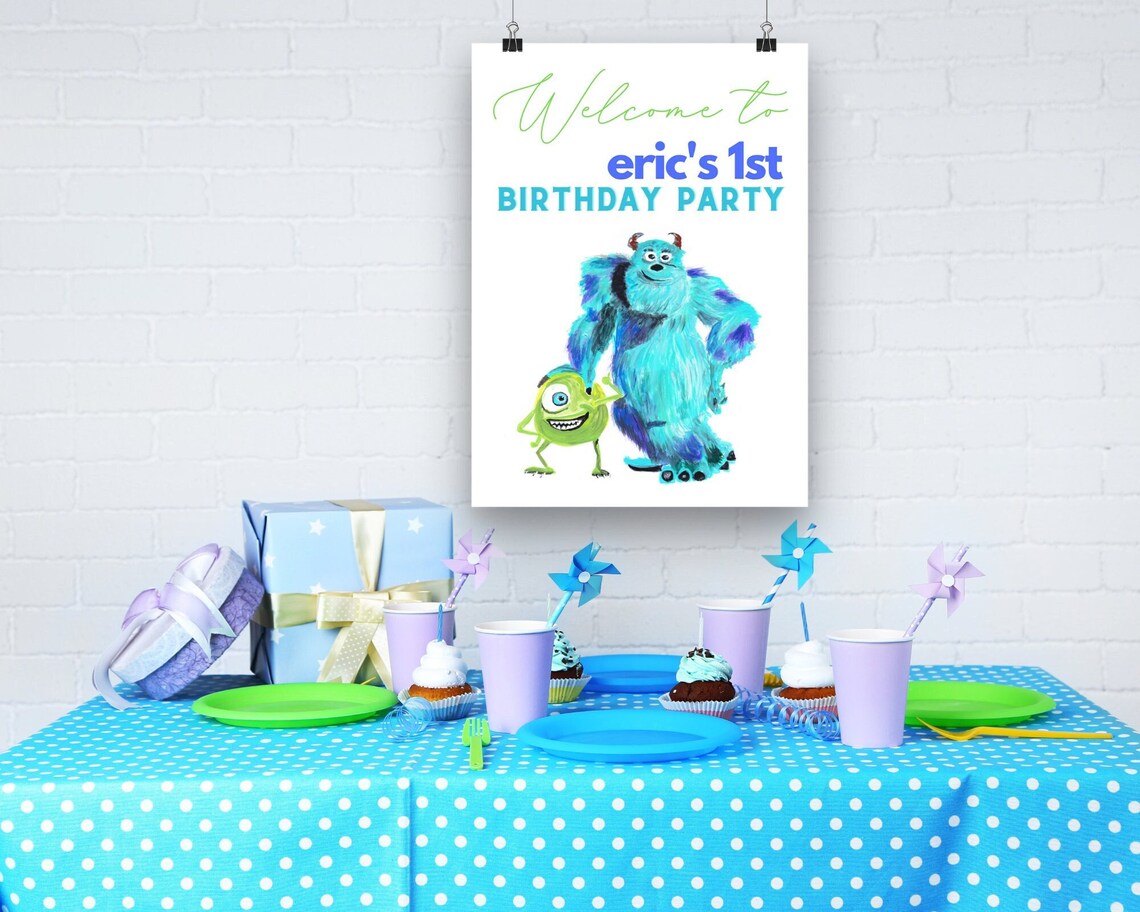 Monsters Inc. Birthday Welcome Sign, Editable Party Poster (digital ...