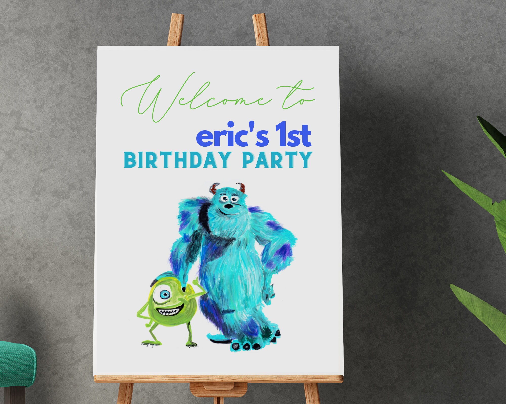 Monsters Inc. Birthday Welcome Sign, Editable Party Poster (digital ...