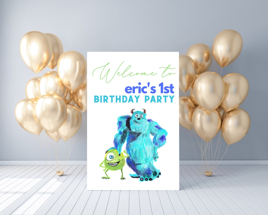 Monsters Inc. Birthday Welcome Sign, Editable Party Poster (digital ...