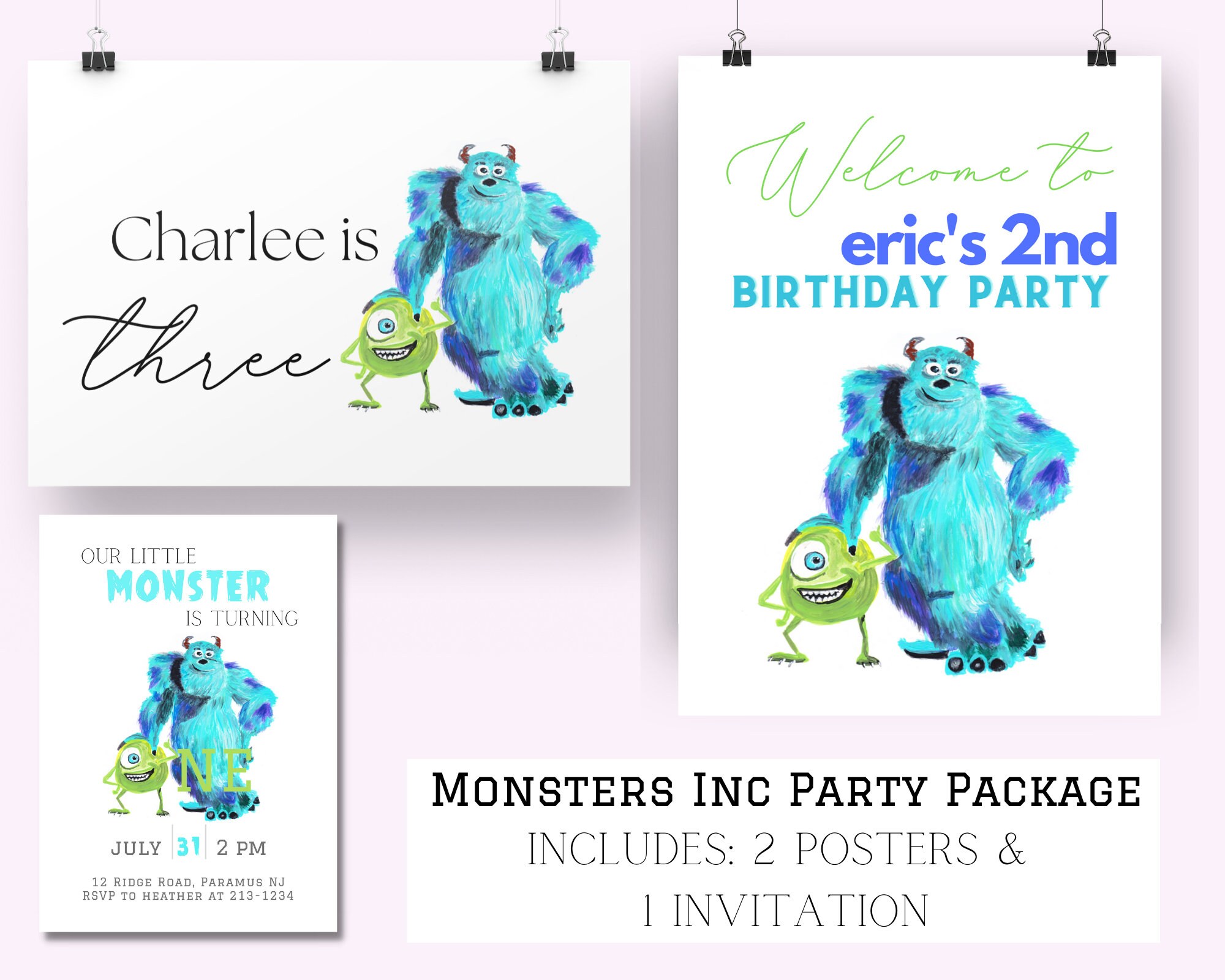 Monsters Inc. Birthday Party Package, Invitation & Welcome Sign ...