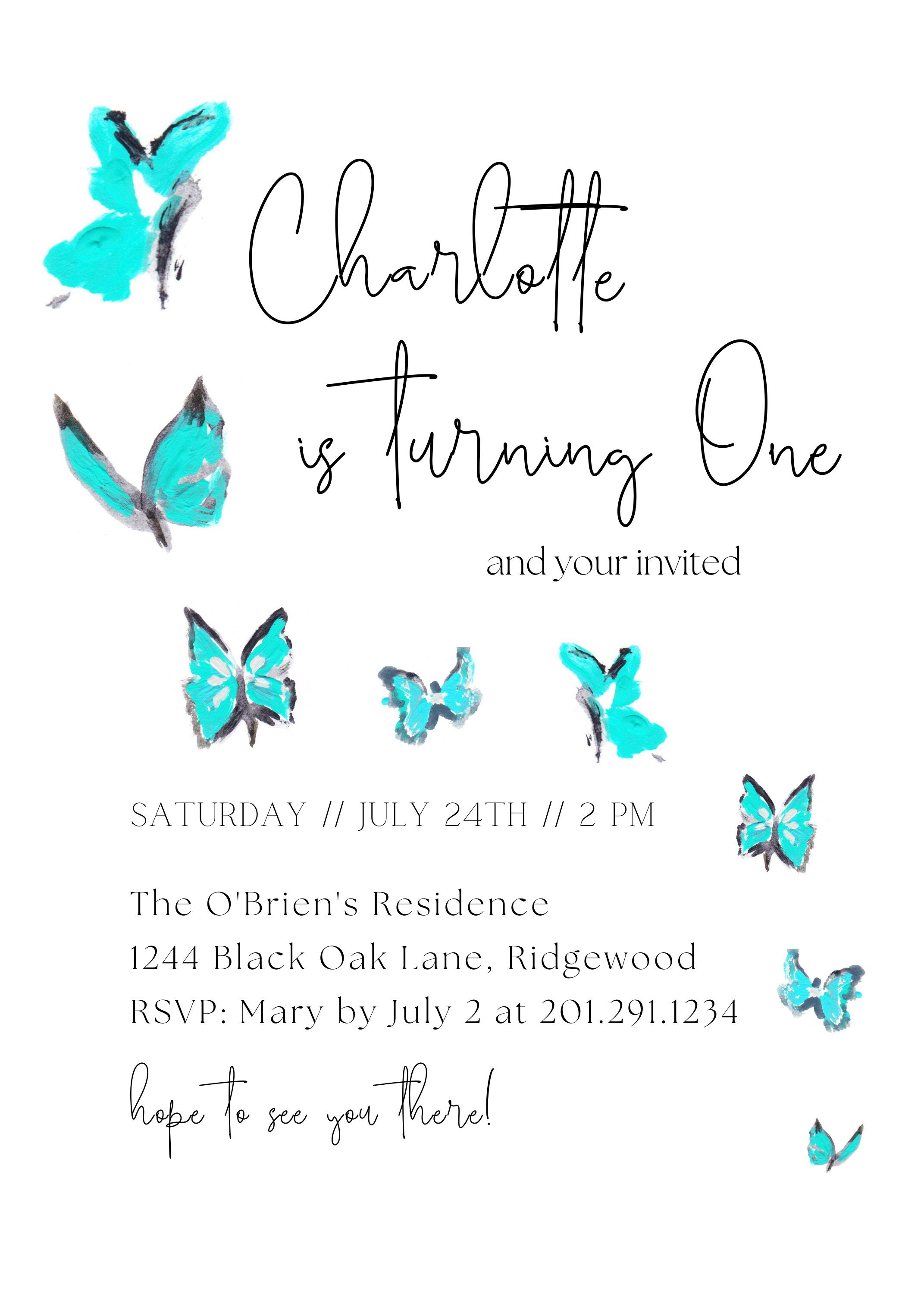 BUTTERFLY Invitation Template, Butterfly Invitation Birthday, Butterfly ...