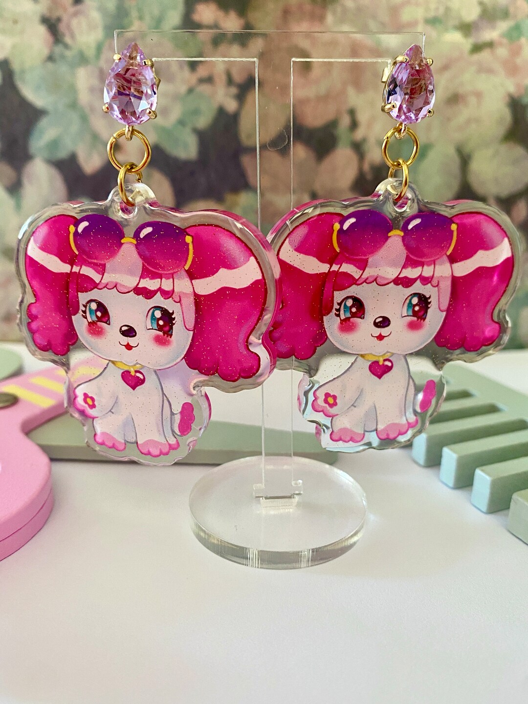 Poochie Earrings, Crystal and Acrylic, Toy, 80s, Toys Collector ...