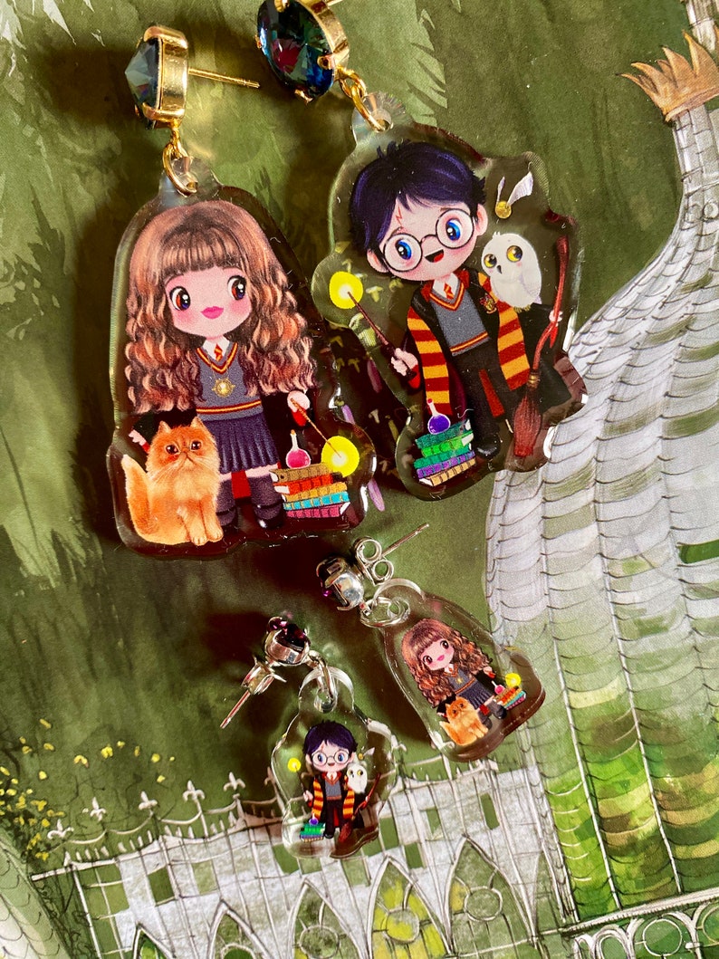 Harry Potter and Hermione Granger Earrings, Swarovski and Acrylic - Etsy