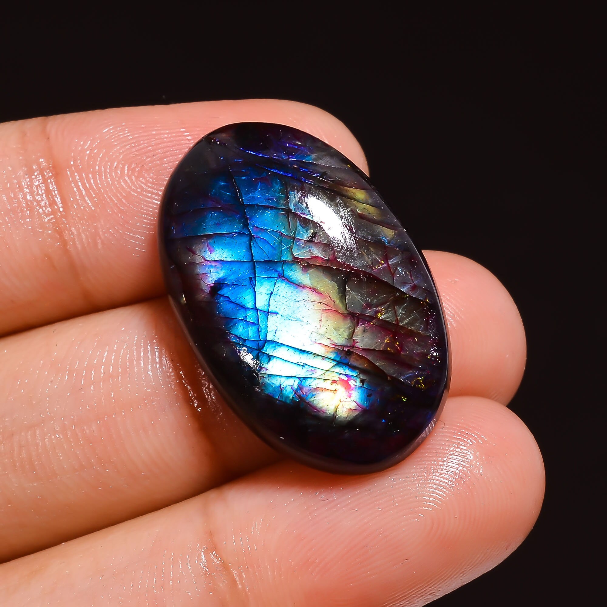 Pink Labradorite Cabochon, Natural Pink Labradorite Oval Smooth ...