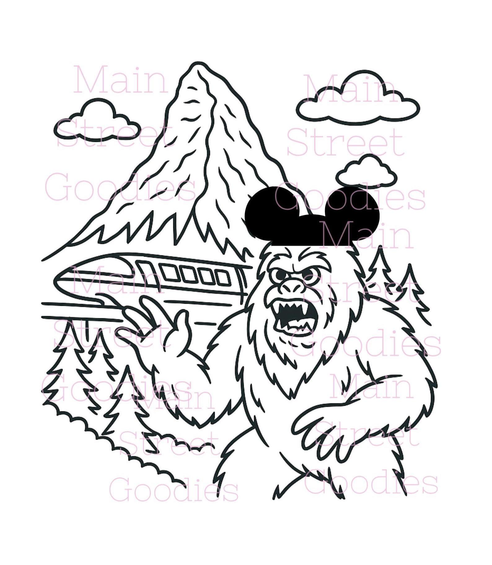 Matterhorn Yeti SVG With Mickey Ears & Monorail, Disneyland Inspired ...