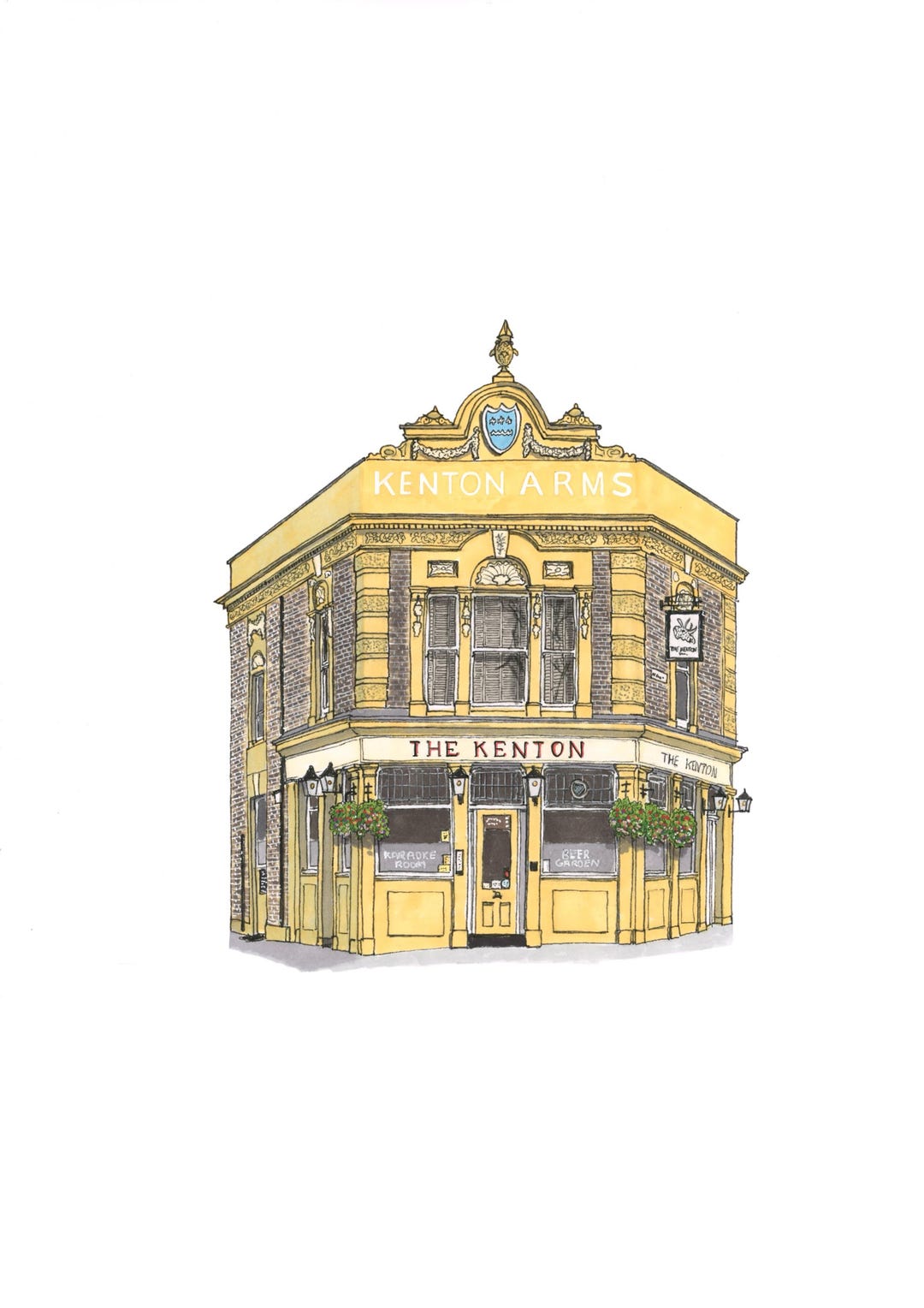 The Kenton Pub Print | Hackney London | Hand Drawn Illustration | A4 ...