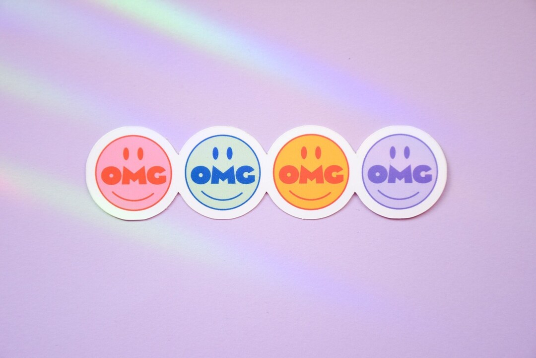 OMG Smiley Face Sticker Waterproof Vinyl Sticker Weatherproof Decal ...