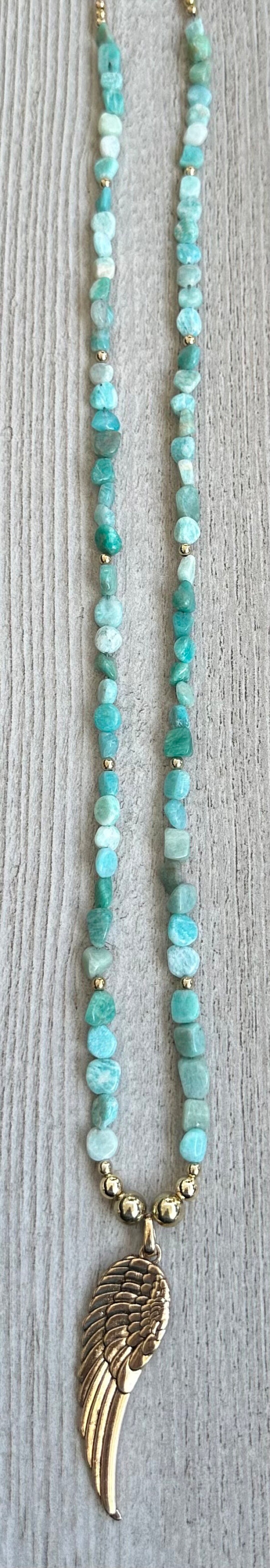 30 Stunning Brazilian Amazonite Necklace Semi Precious Gemstones Angel ...