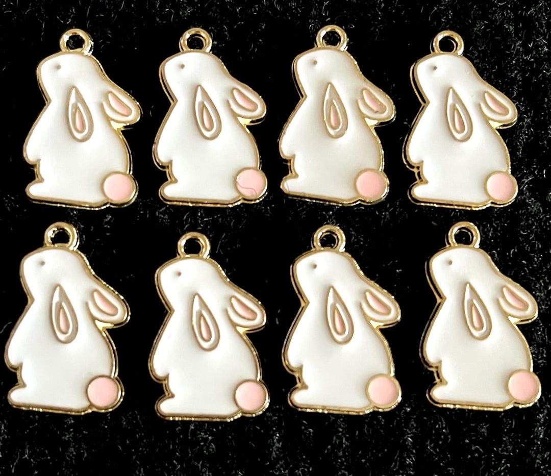 8 Piece Bunny Rabbit Charms for Jewelry Making, Crafting, Scrapbooking ...
