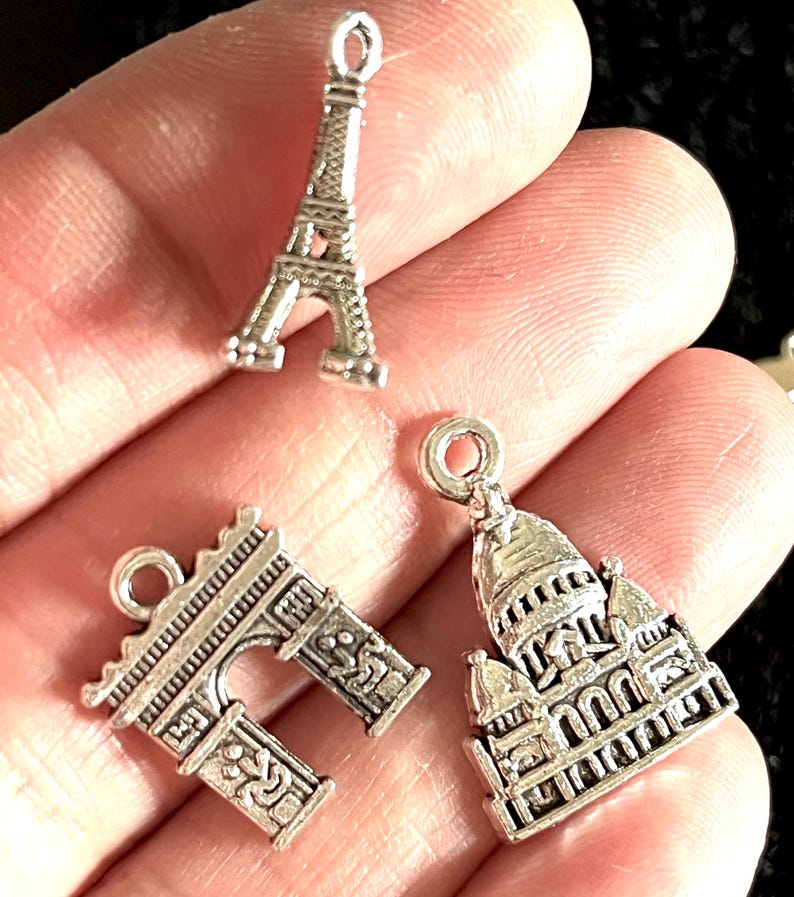 10 Piece Paris France Travel Charm Set Tibetan Silver Metal Charms for ...
