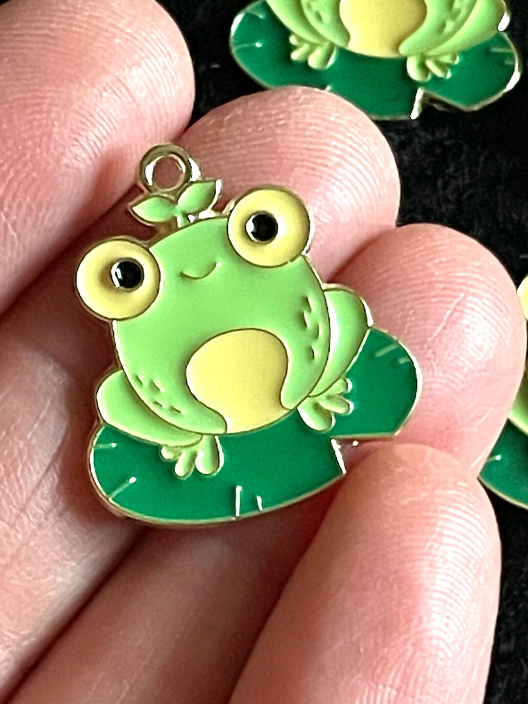 Set of 6 Kawaii Frog Charms for Jewelry Making, Crafting, Scrapbooking ...
