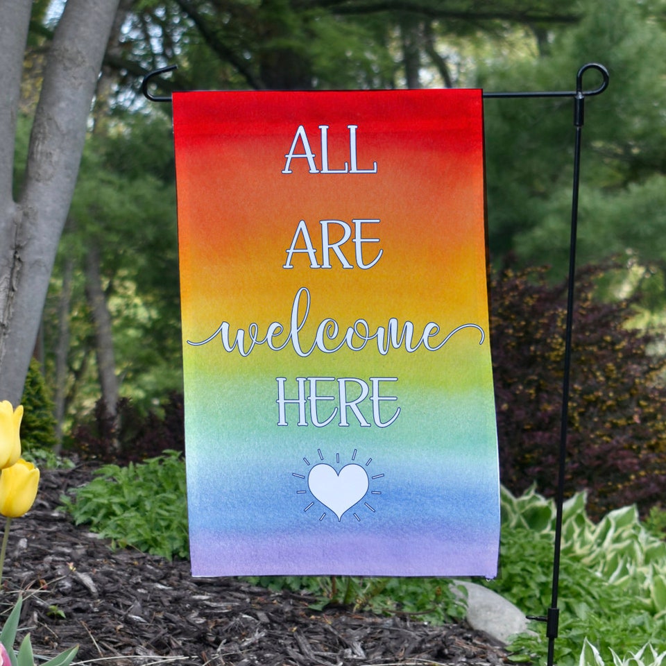 All Are Welcome Here Garden Flag sold by Samory Harris | SKU 41210268 ...
