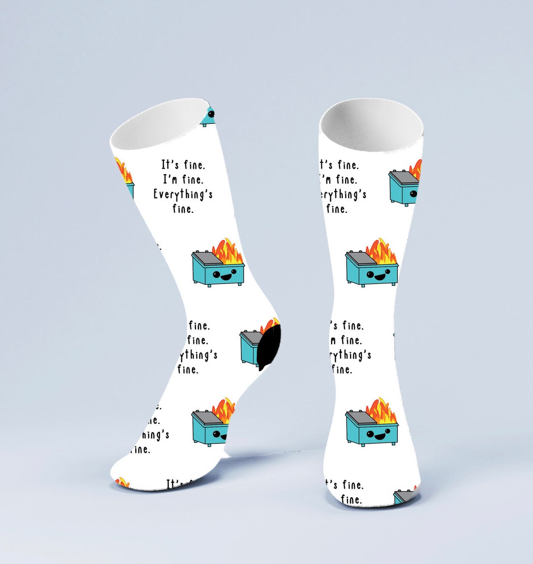Happy Dumpster Fire Everything’s Fine Socks - Etsy