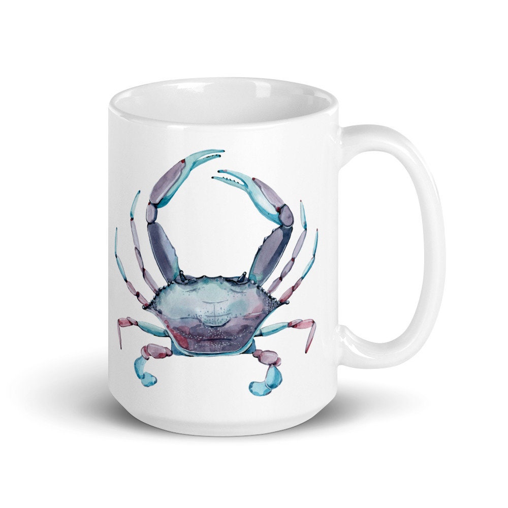 Crab Coffee Mug Crab Mug Blue Crab Mug Blue Crab Beach | Etsy
