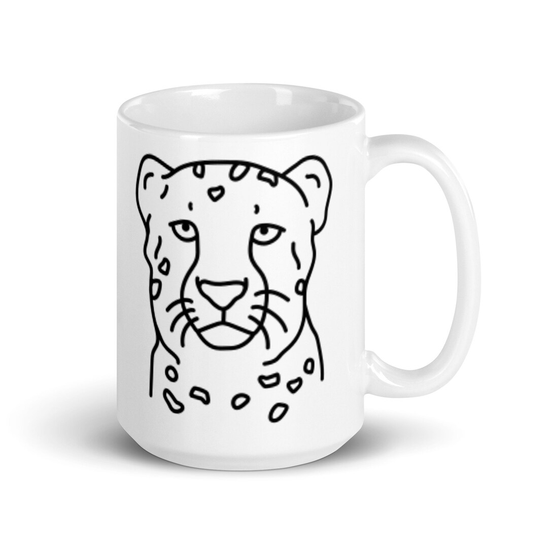 Cheetah Mug, Black and White Cheetah Mug, White Glossy Mug - Etsy