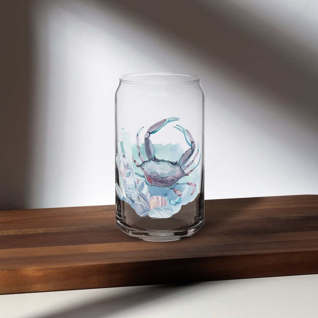 Crab Glass, Glassware for Beer and Cocktails, Gift for Beach Party ...