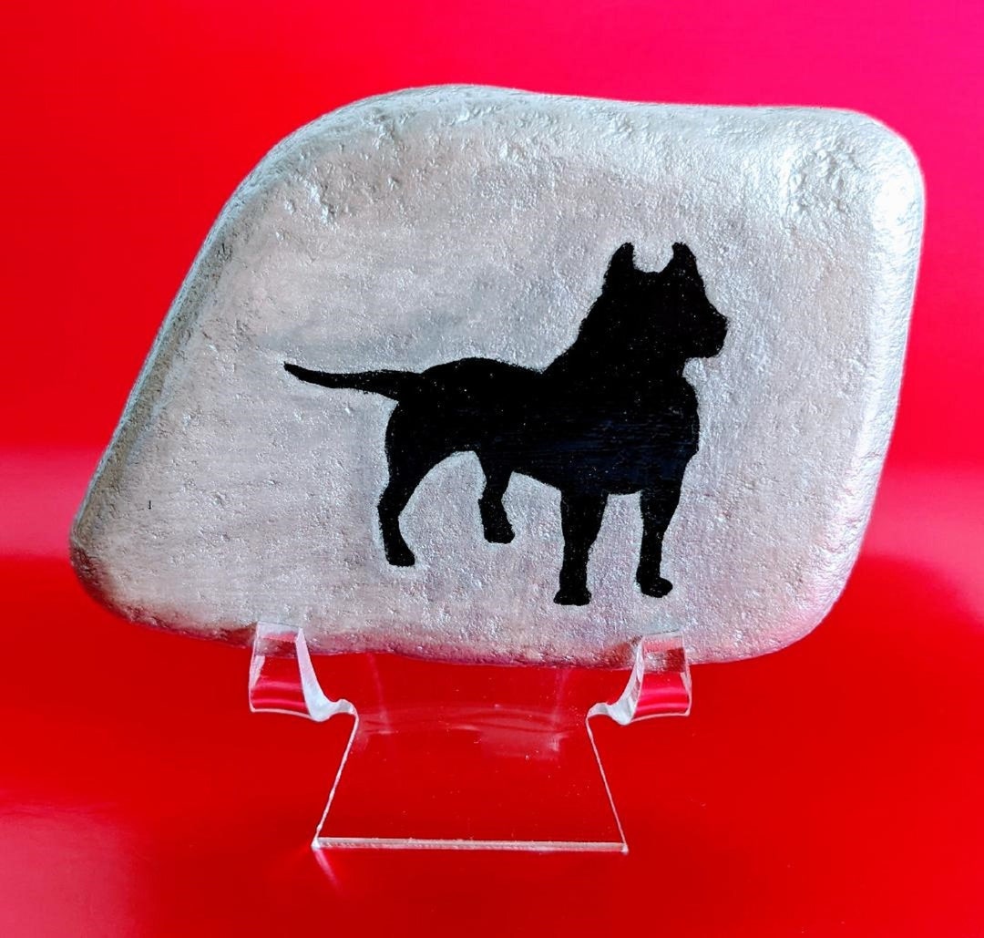 Pitbull Acrylic Painted Stone With Stand, Gift, Home Decor - Etsy